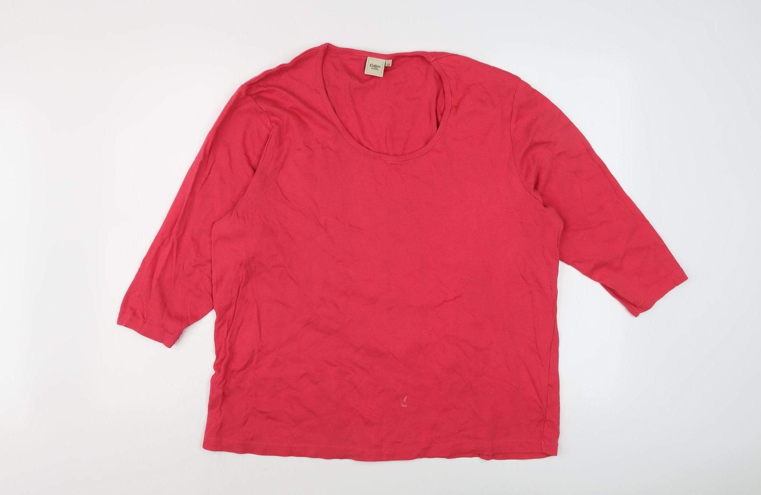Cotton Traders Women's Pink Basic Top - Size 24 – Preworn