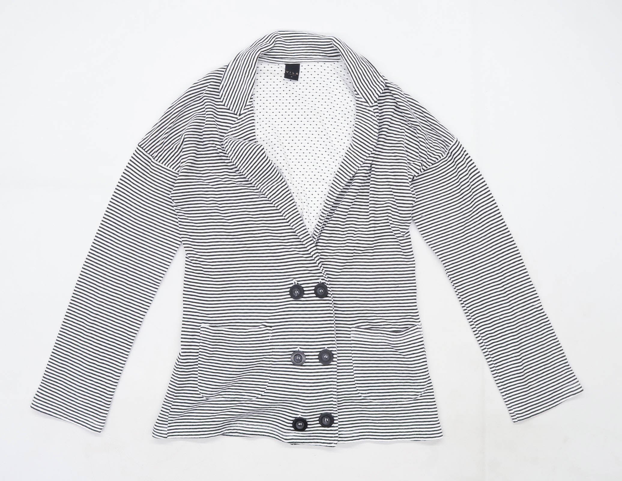 Vila Womens Size M Striped Cotton Blend Blue Blazer (Regular) – Preworn