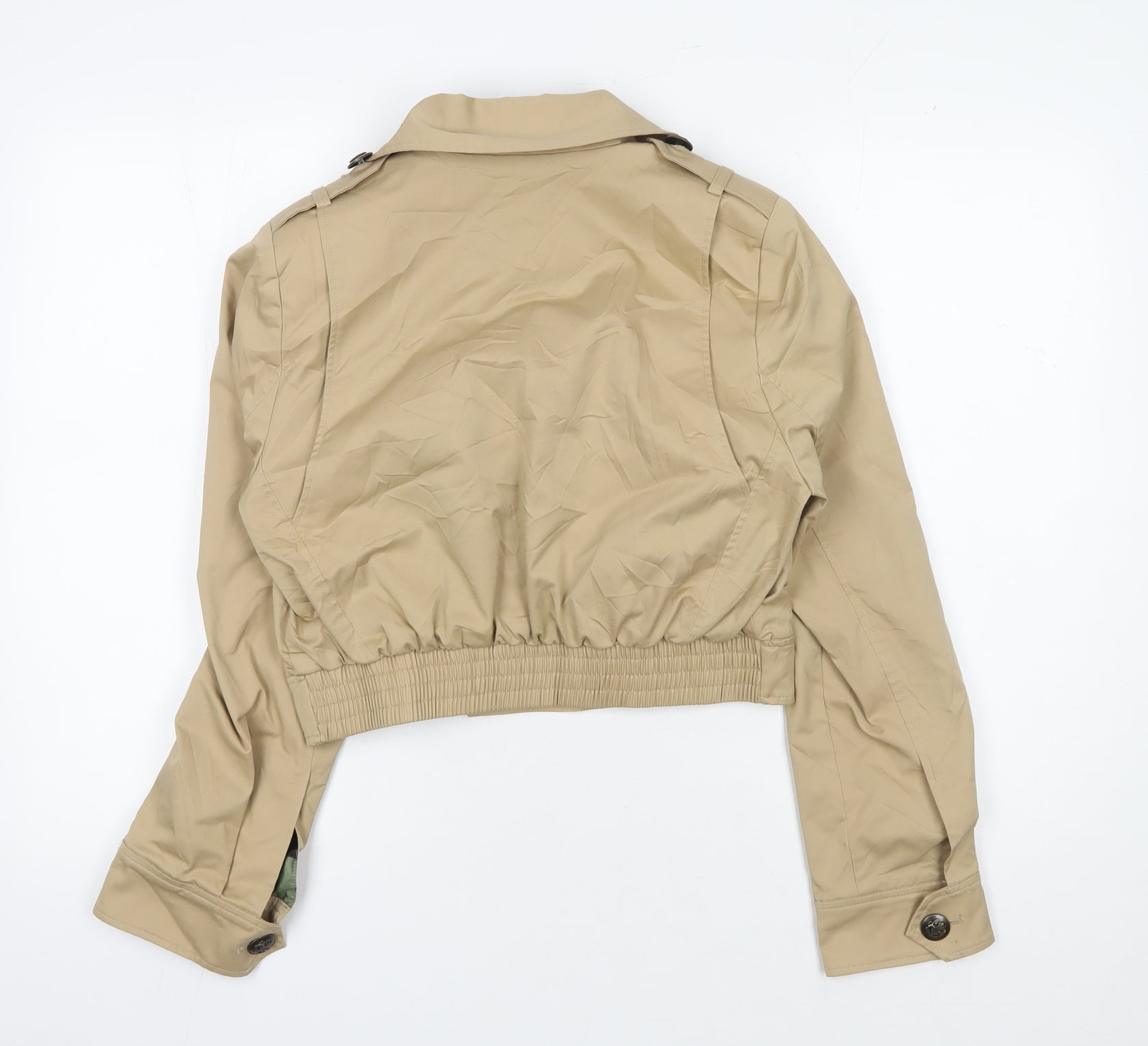 Zara Women's Beige Cropped Jacket, S, Button Accents – Preworn