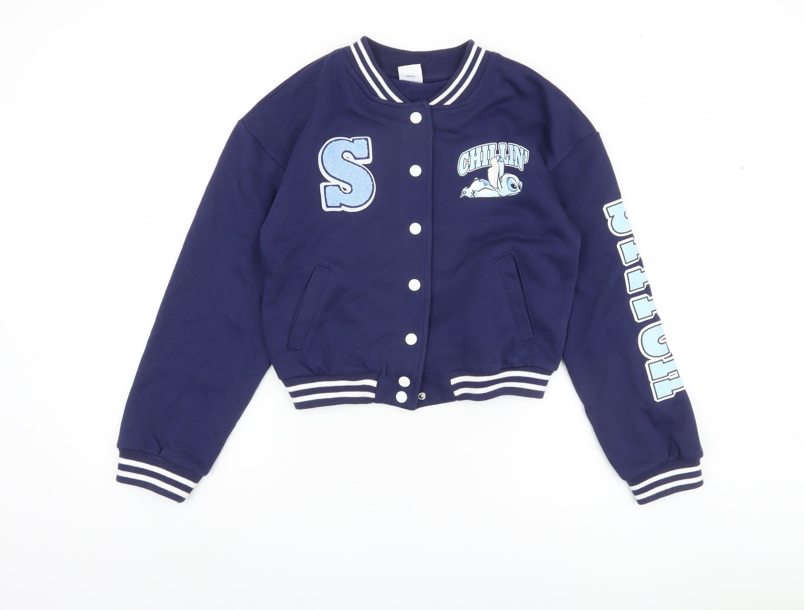 Disney Girls Blue Stitch Varsity Jacket 11-12 Years – Preworn