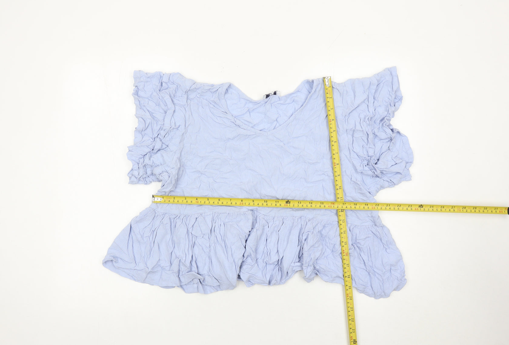 Cerulean Blue Diamond Women’s Blue XL Tunic Ruffle Blouse – Preworn