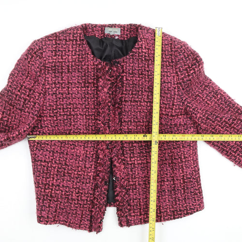 Marks and Spencer Per Una Women's Pink Tweed Wool Blend Blazer Jacket ...