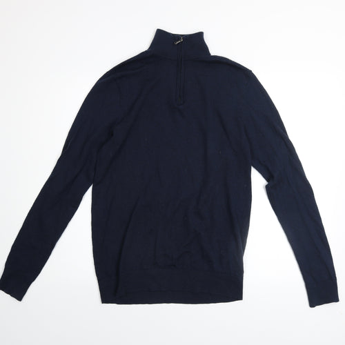 Howick Men’s Blue Merino Wool Half Zip Jumper M – Preworn