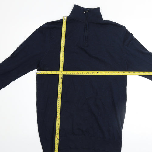 Howick Men’s Blue Merino Wool Half Zip Jumper M – Preworn