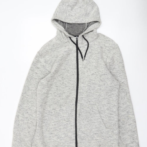 Next Men’s Grey Full Zip Hoodie Medium Knit Cotton Blend – Preworn