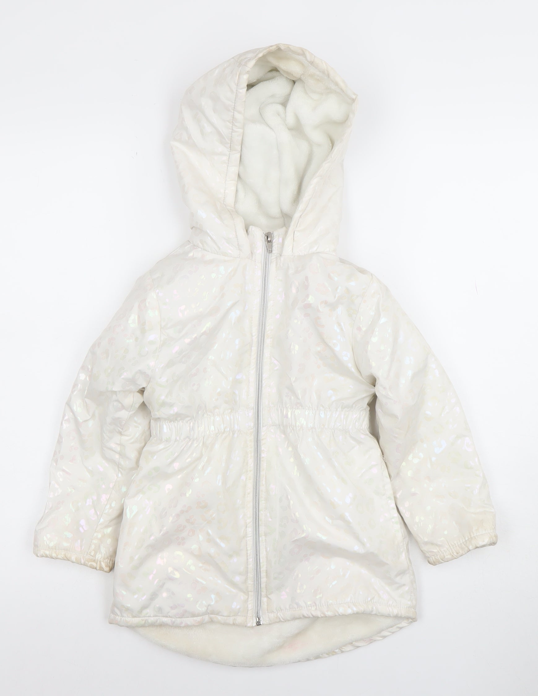 Penelope Mack Girls Ivory Hooded Puffer Coat 5 Years Winter Quilted Ja ...