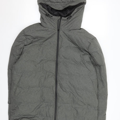Primark Men's Grey L Hooded Puffer Jacket Winter Casual Coat – Preworn