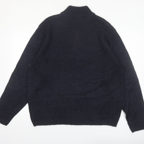 Tricots St. Raphael Men's Blue Fair Isle Henley Wool Jumper XL – Preworn