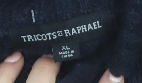 Tricots St. Raphael Men's Blue Fair Isle Henley Wool Jumper XL – Preworn