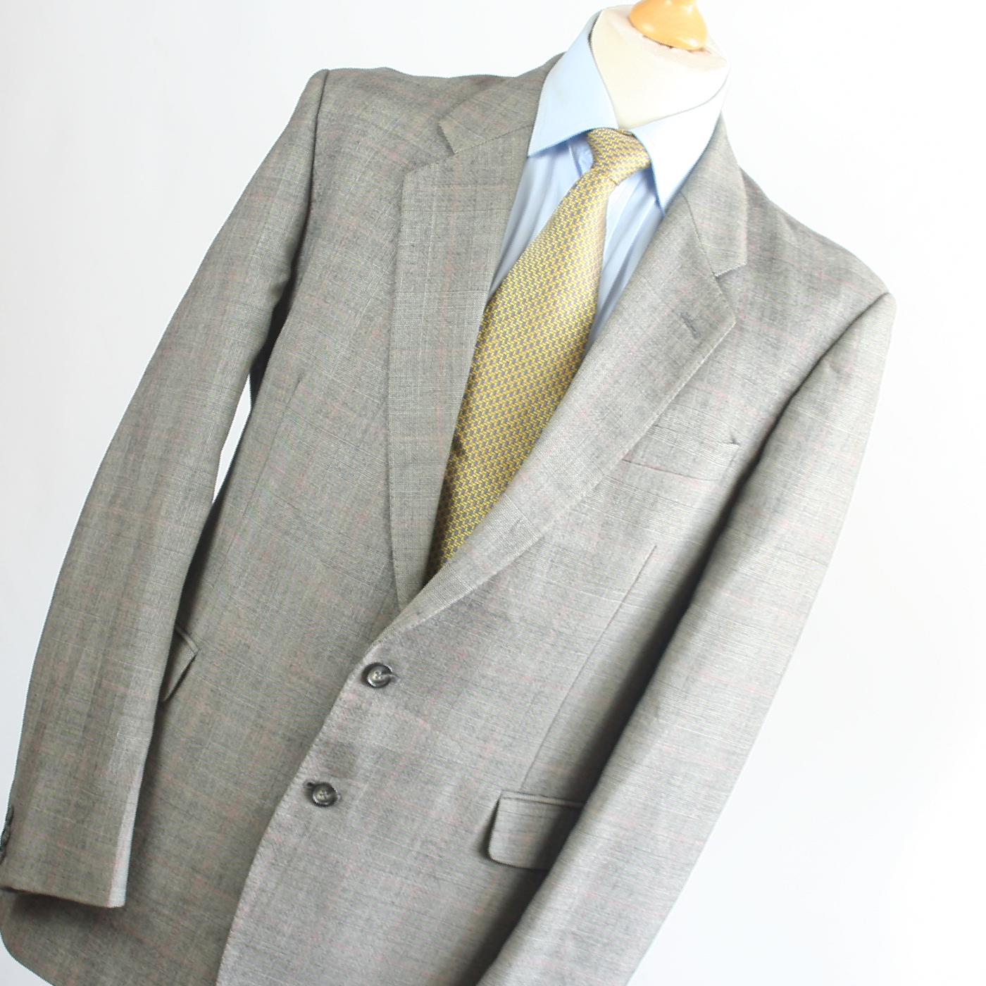 Mr Harry Mens Grey Check Wool Suit Jacket 40 Chest (Long) – Preworn