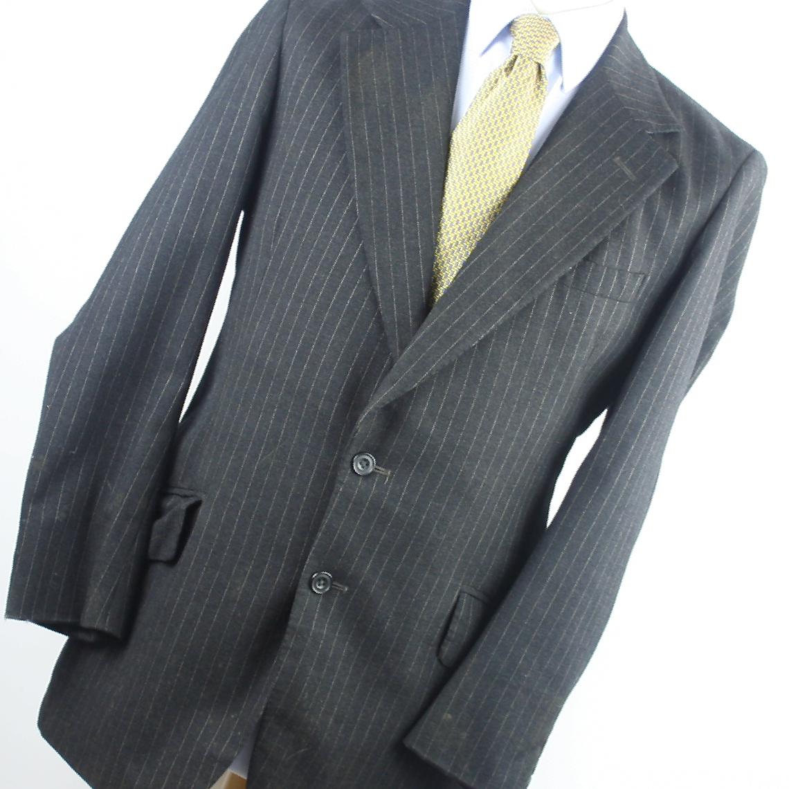 Mens Grey Suit Jacket 40 Regular Ellison Wool Blend Striped – Preworn