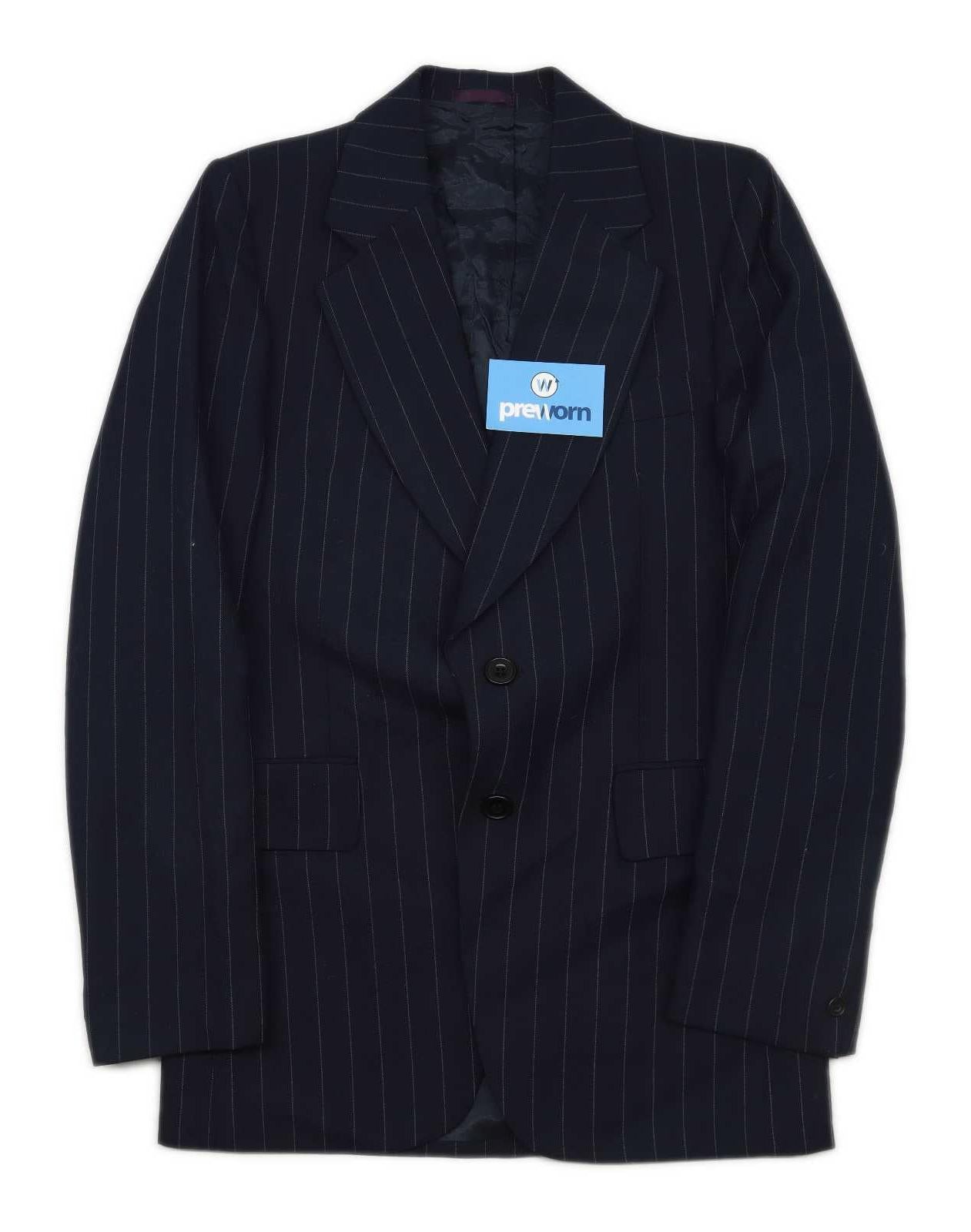 Mitchell Walker Mens Pinstriped Blue Suit Jacket 36 Chest (Long) – Preworn