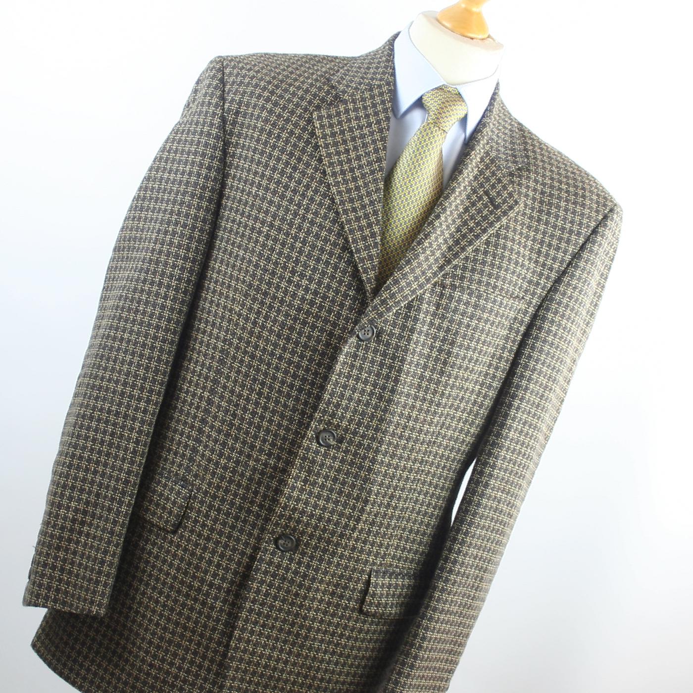 Berwin & Berwin Mens Brown Geometric Wool Suit Jacket 40 Chest (Regula ...