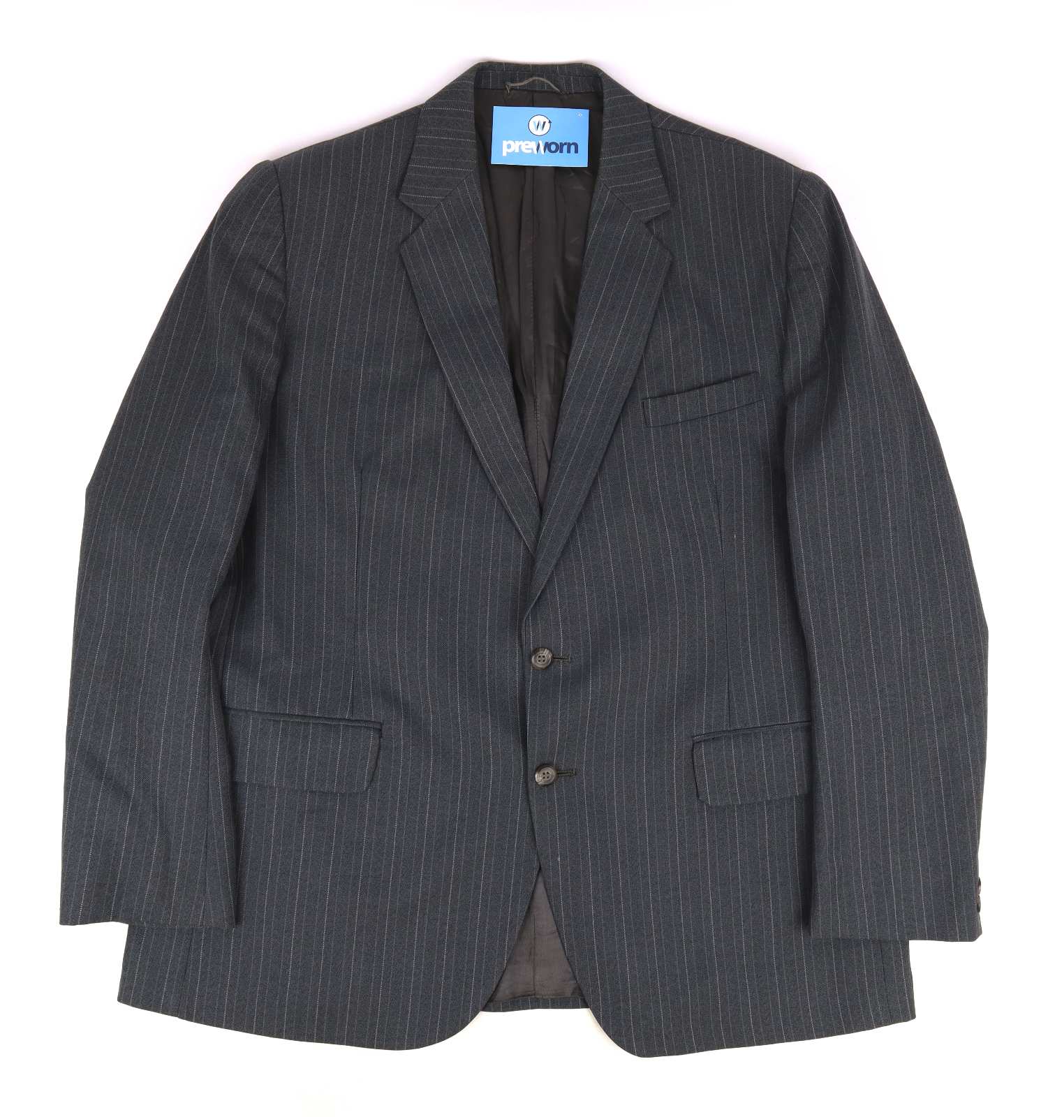 Lynton Mens Grey Striped Vintage Suit Jacket 44 Chest (Long) – Preworn