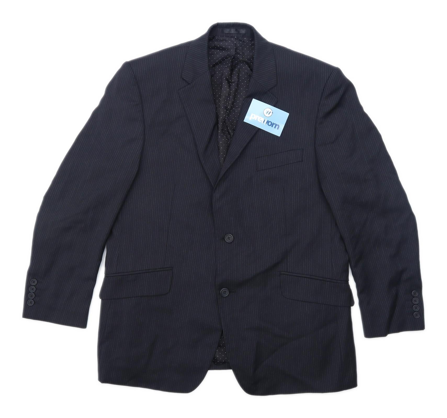 Jasper Conran Mens Wool Blend Striped Black Suit Jacket 42 Chest (Shor ...