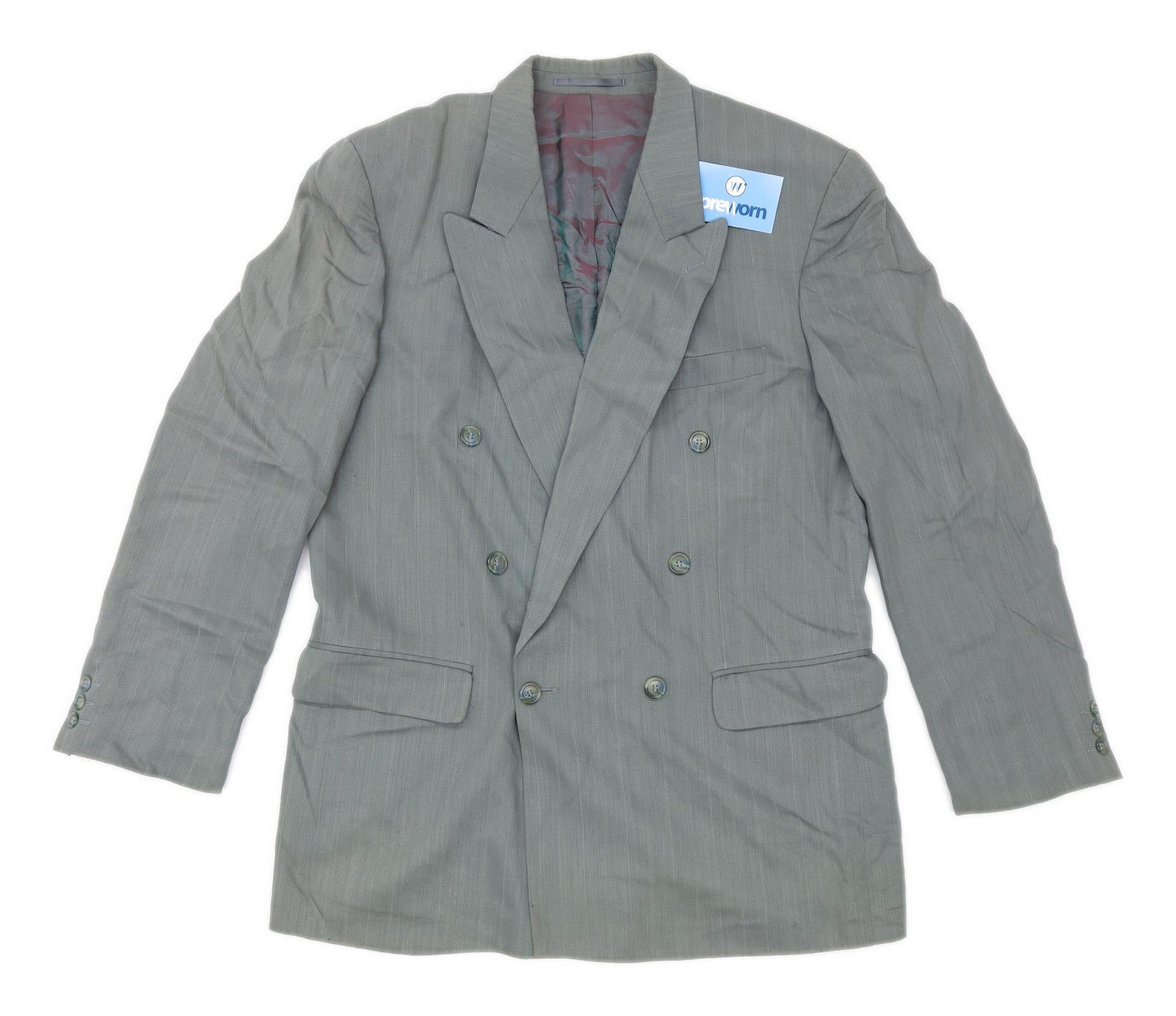 Mario Barutti Mens Wool Blend Striped Grey Double Breasted Suit Jacket ...