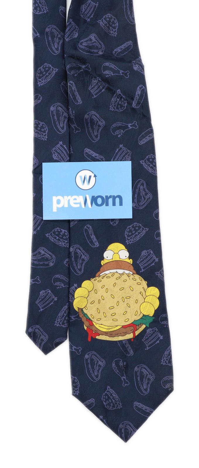 Homer Simpson Tie Rack Mens Blue Character 100% Silk Extra Wide Fit Ti ...