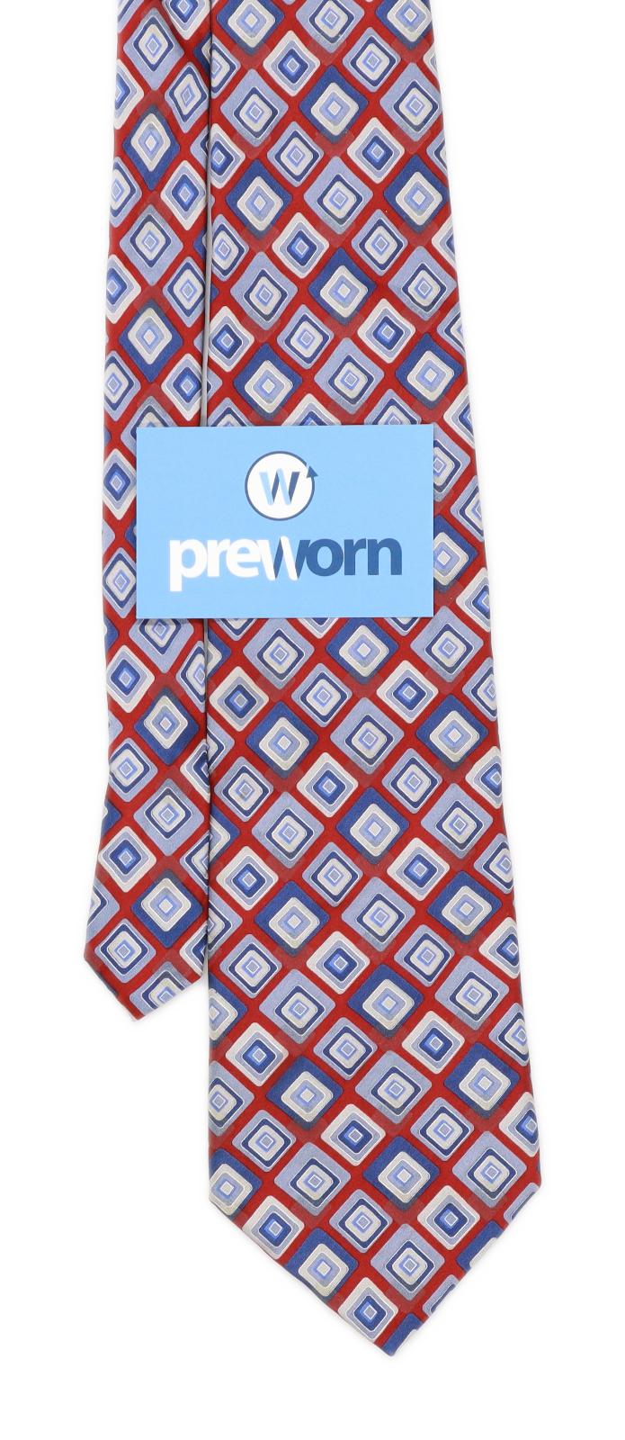 Museum Artifacts Mens Red Geometric 100% Silk Wide Fit Tie – Preworn