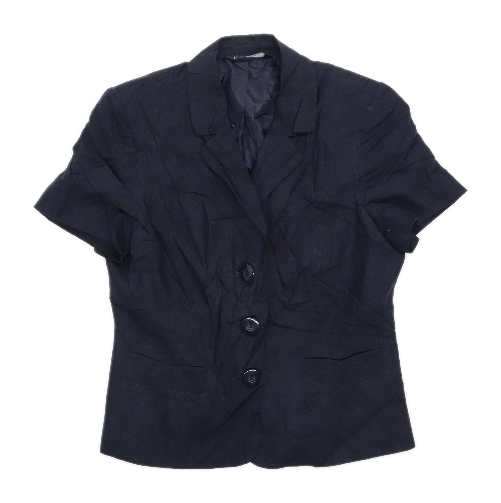 BHS Womens Size 12 Blue Linen Blend Suit Jacket (Regular) – Preworn