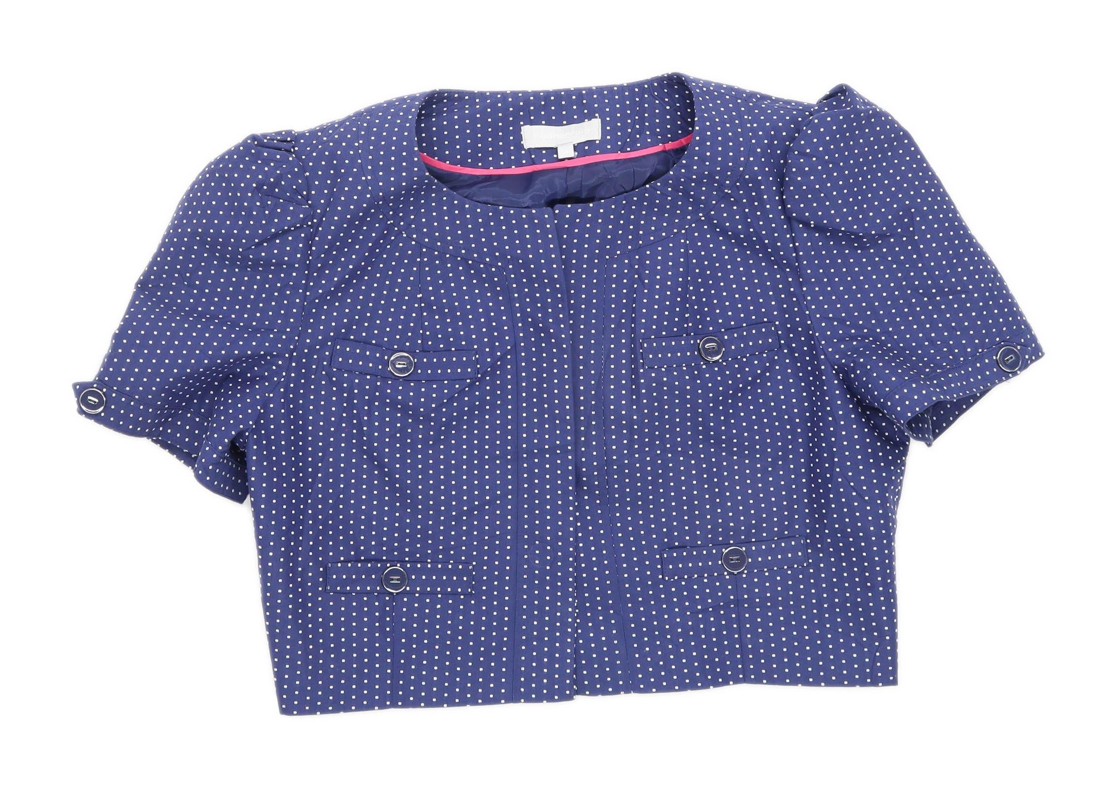 Red Herring Womens Size 14 Blue Cotton Blend Spotted Suit Jacket (Regu ...