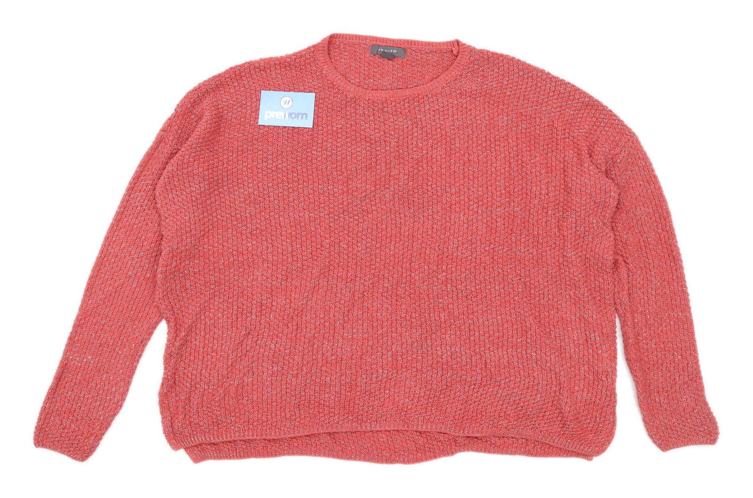 Primark Womens Size 14-16 Red Silver Jumper (Regular) – Preworn