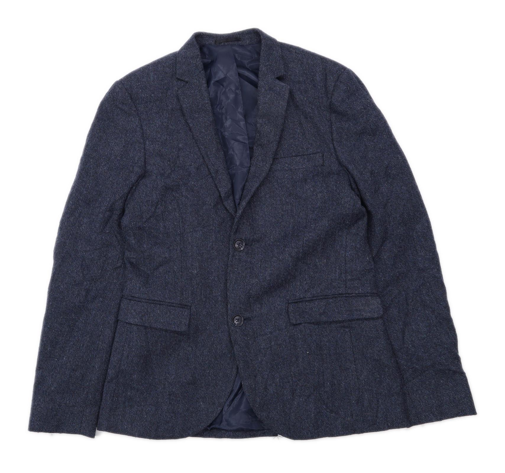 Topman Mens Wool Blend Blue Suit Jacket 36 Chest (Long) – Preworn
