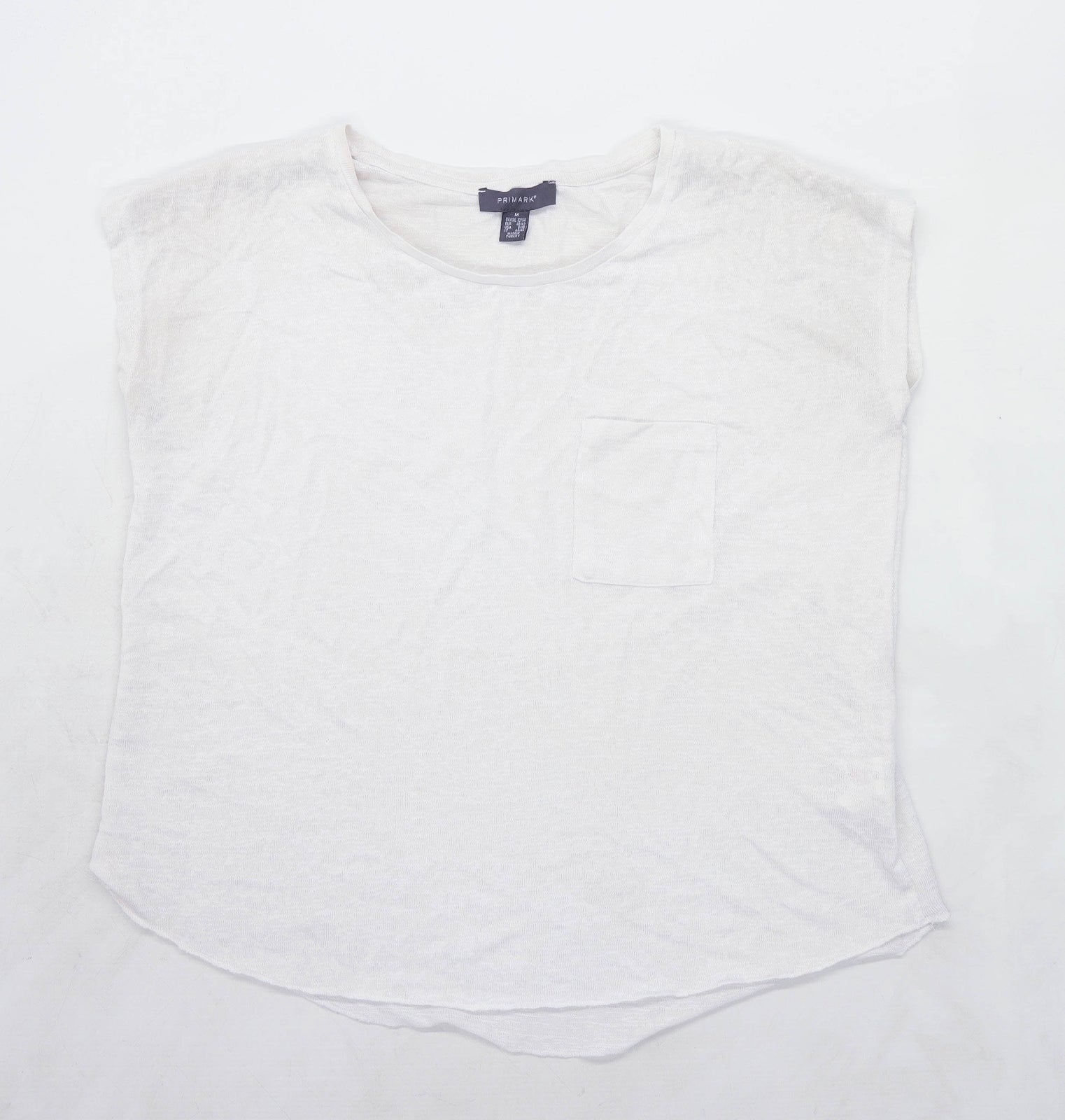 Primark Womens Size 12-14 Cotton Blend White T-Shirt (Regular) – Preworn