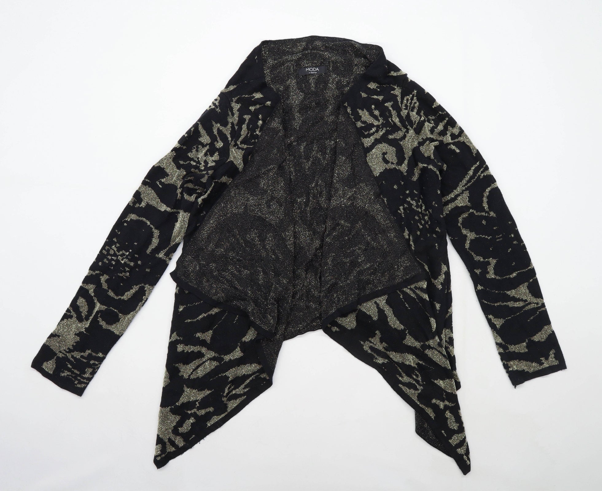 George Womens Size 14 Animal Print Cotton Blend Black Cardigan (Regula ...