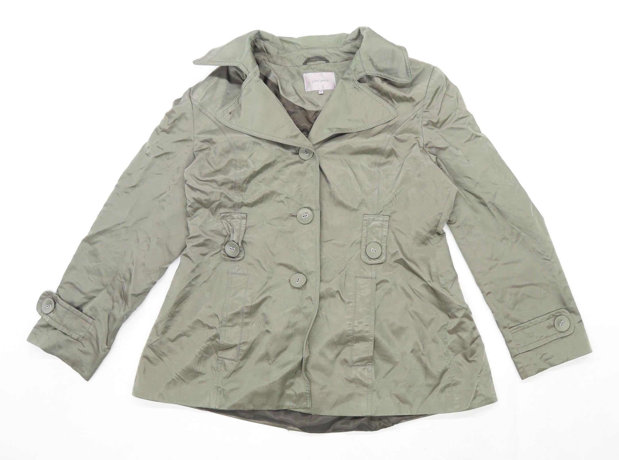 John Lewis Womens Size 14 Cotton Blend Green Trench Coat – Preworn