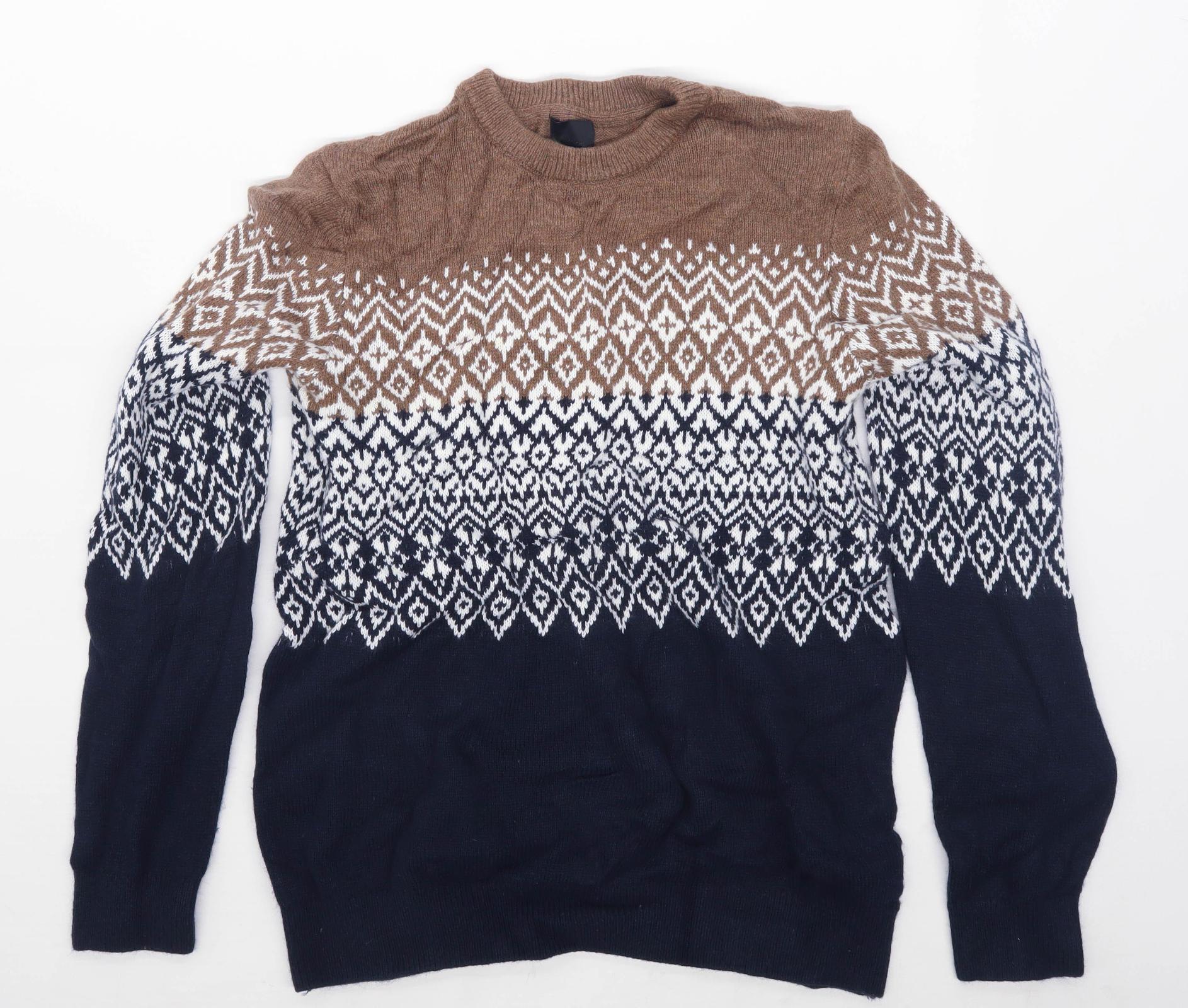 H&M Mens Size M Abstract Multi-Coloured Jumper – Preworn