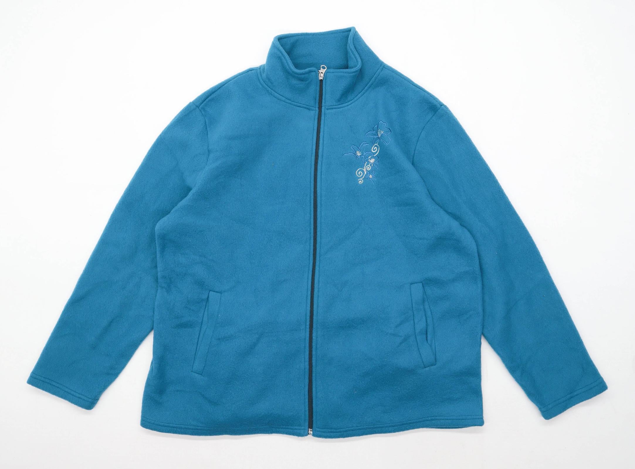 Anne De Lancay Womens L Blue Fleece Jacket – Preworn