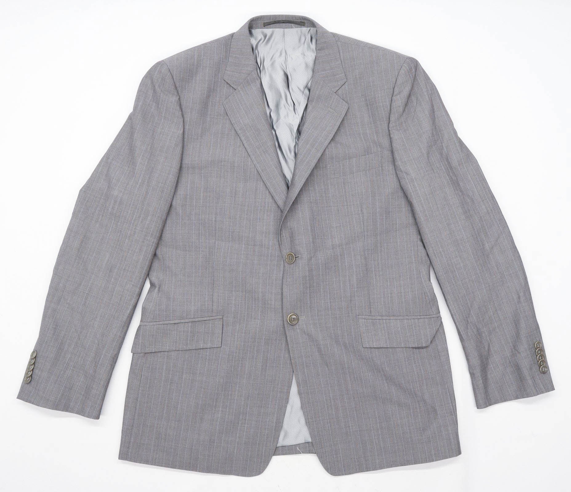 Linea Mens Wool Blend Striped Grey Suit Jacket 42 Chest (Regular) – Preworn