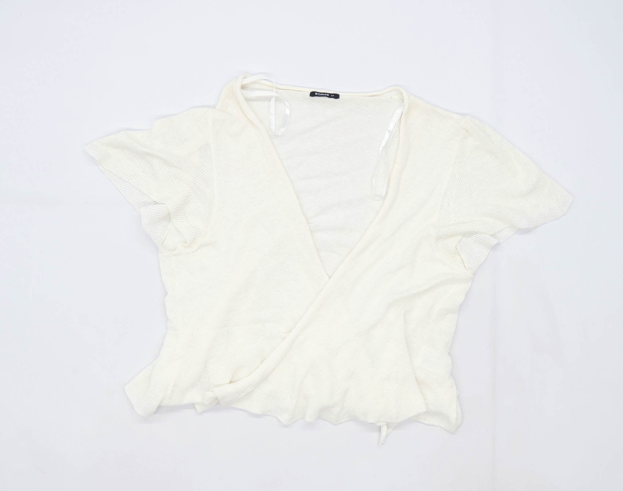 Roman Womens Size 20 Linen Blend Cream Shrug (Regular) – Preworn