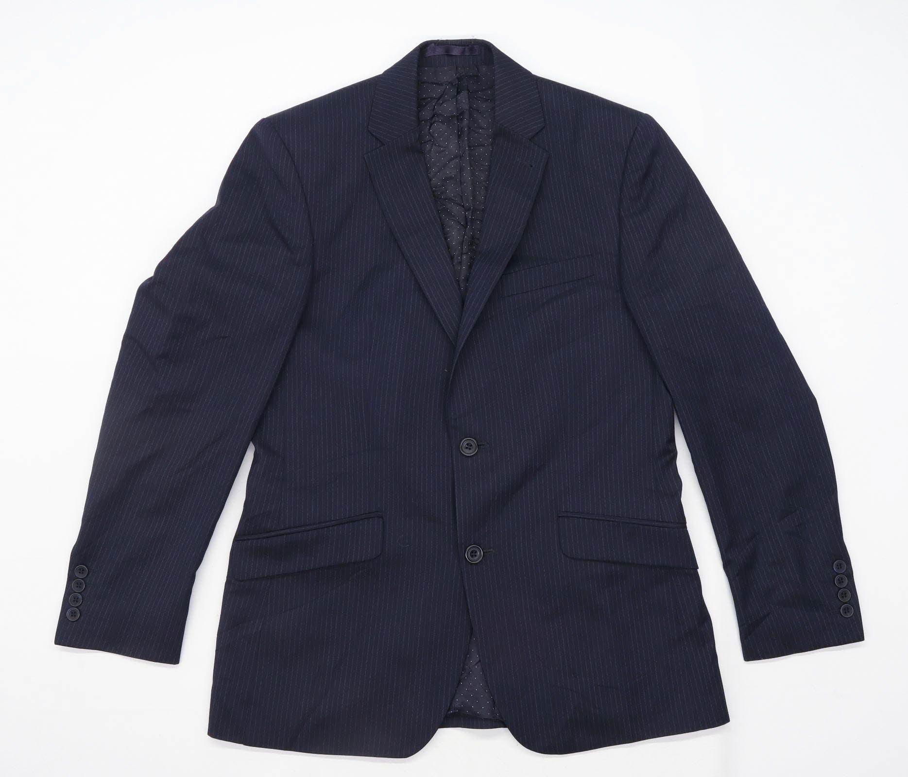 Jasper Conran Mens Wool Blend Striped Blue Suit Jacket 38 Chest (Regul ...