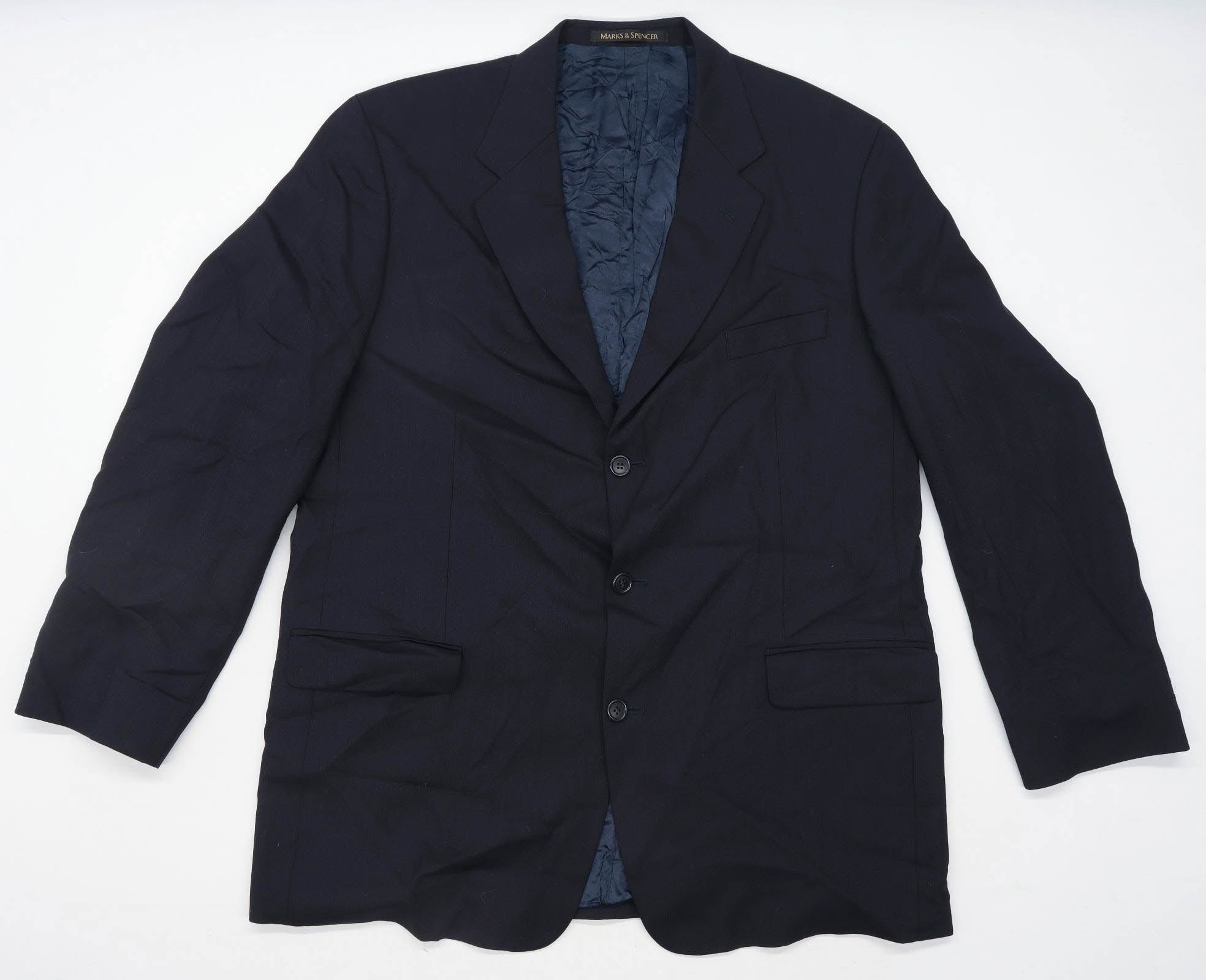 St Michael Mens Blue Suit Jacket 46 Chest (Long) – Preworn