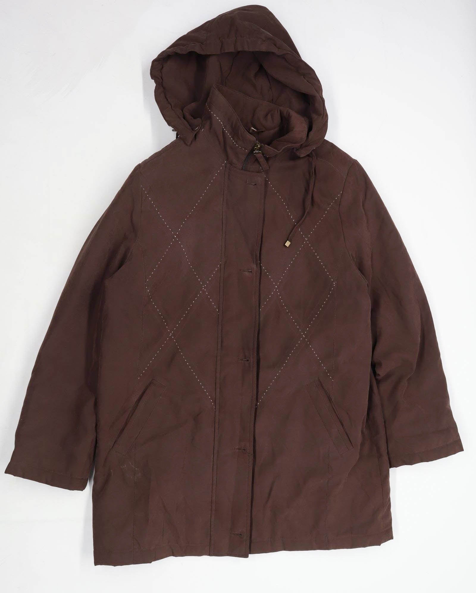 Klass Womens Size L Brown Hooded Longline Coat – Preworn