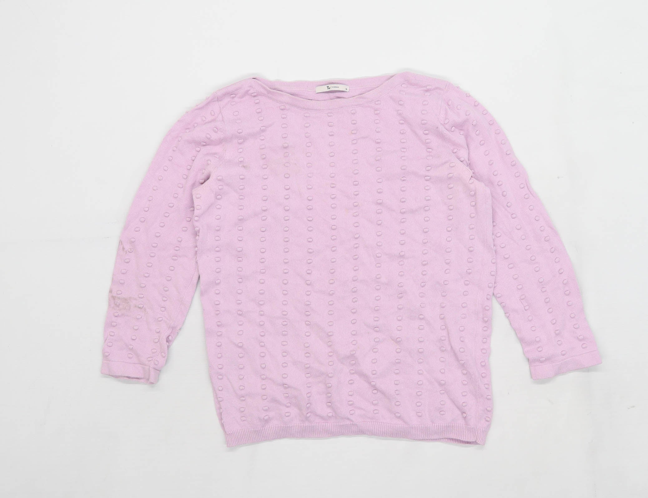 TU Womens Size 10 Spotted Cotton Purple Jumper (Regular) – Preworn