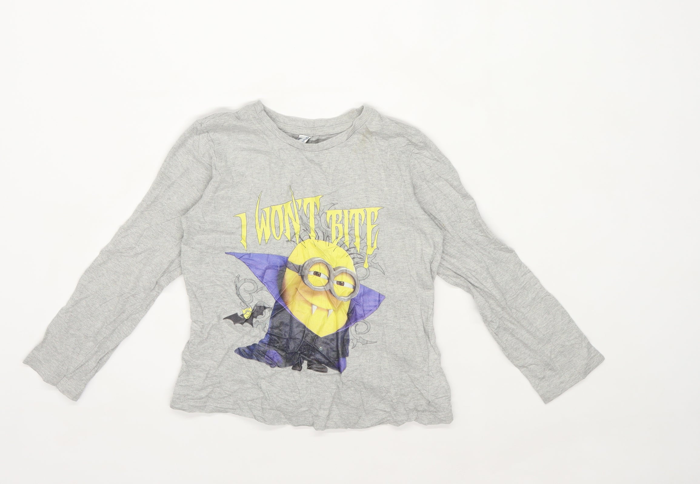 Minions Boys Grey I Wont Bite Top Age 7-8 Years – Preworn