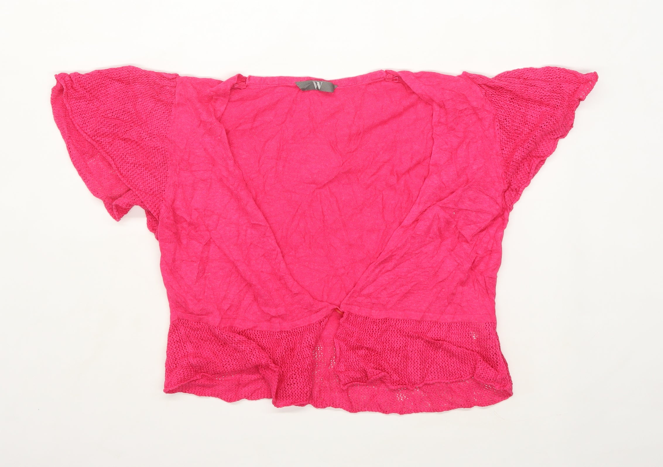 BHS Womens Size 14 Linen Blend Pink Cropped Cardigan (Regular) – Preworn