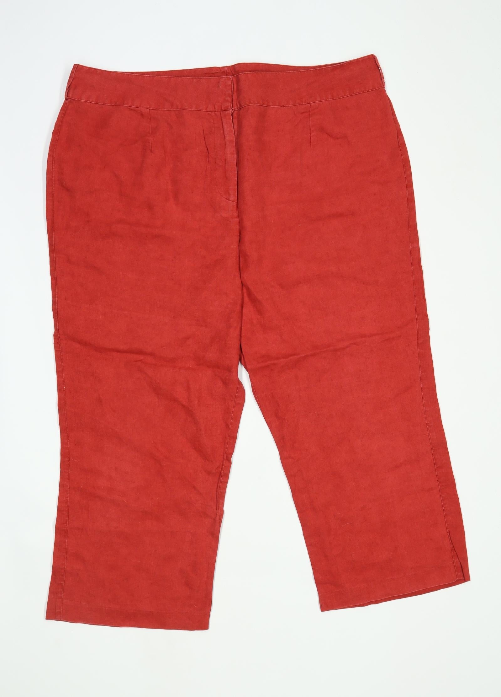 Womens Principles Red Linen Trousers Size W38/L22 – Preworn
