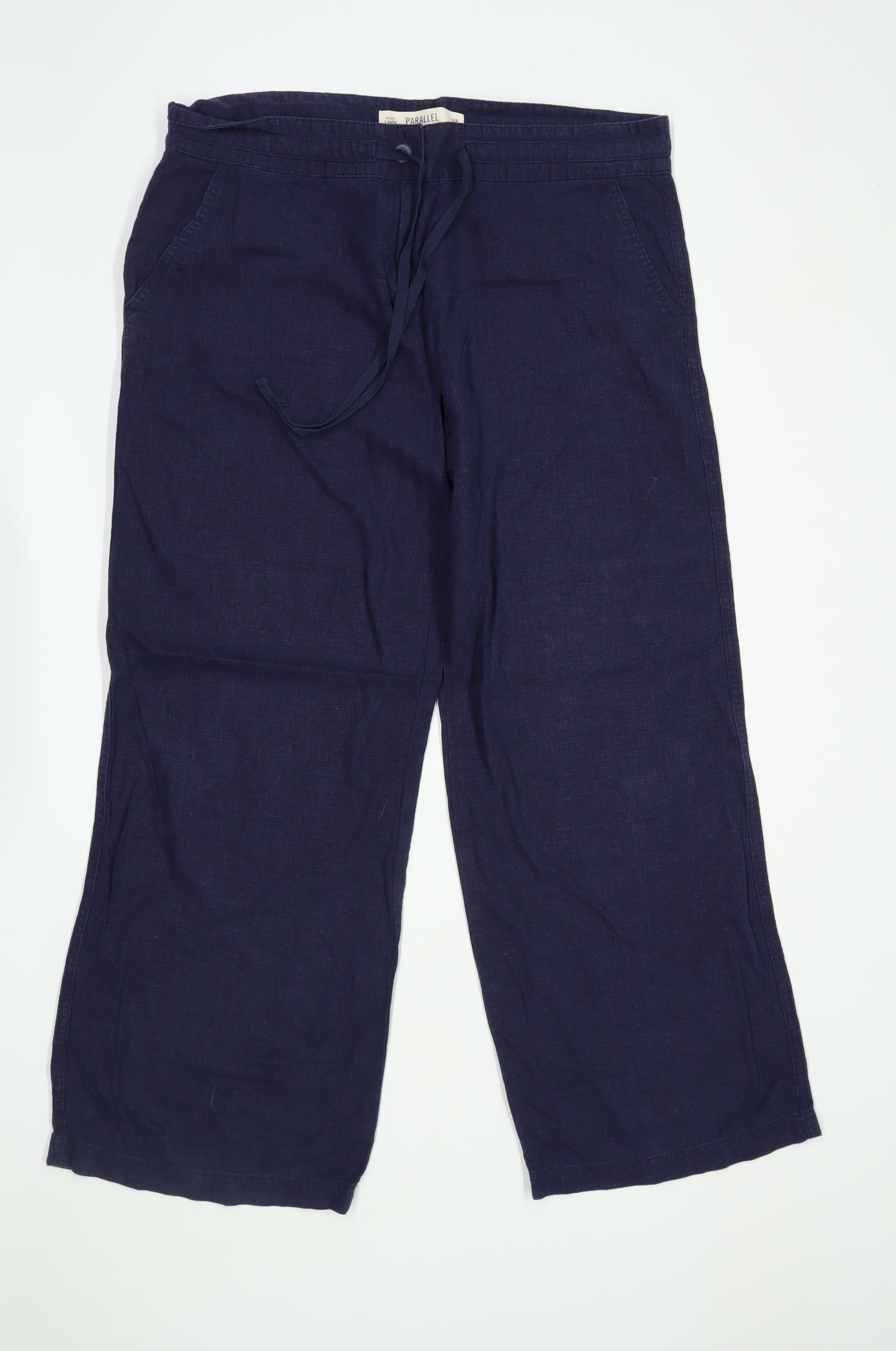 Womens Parallel Blue Linen Trousers Size 16/L27 – Preworn