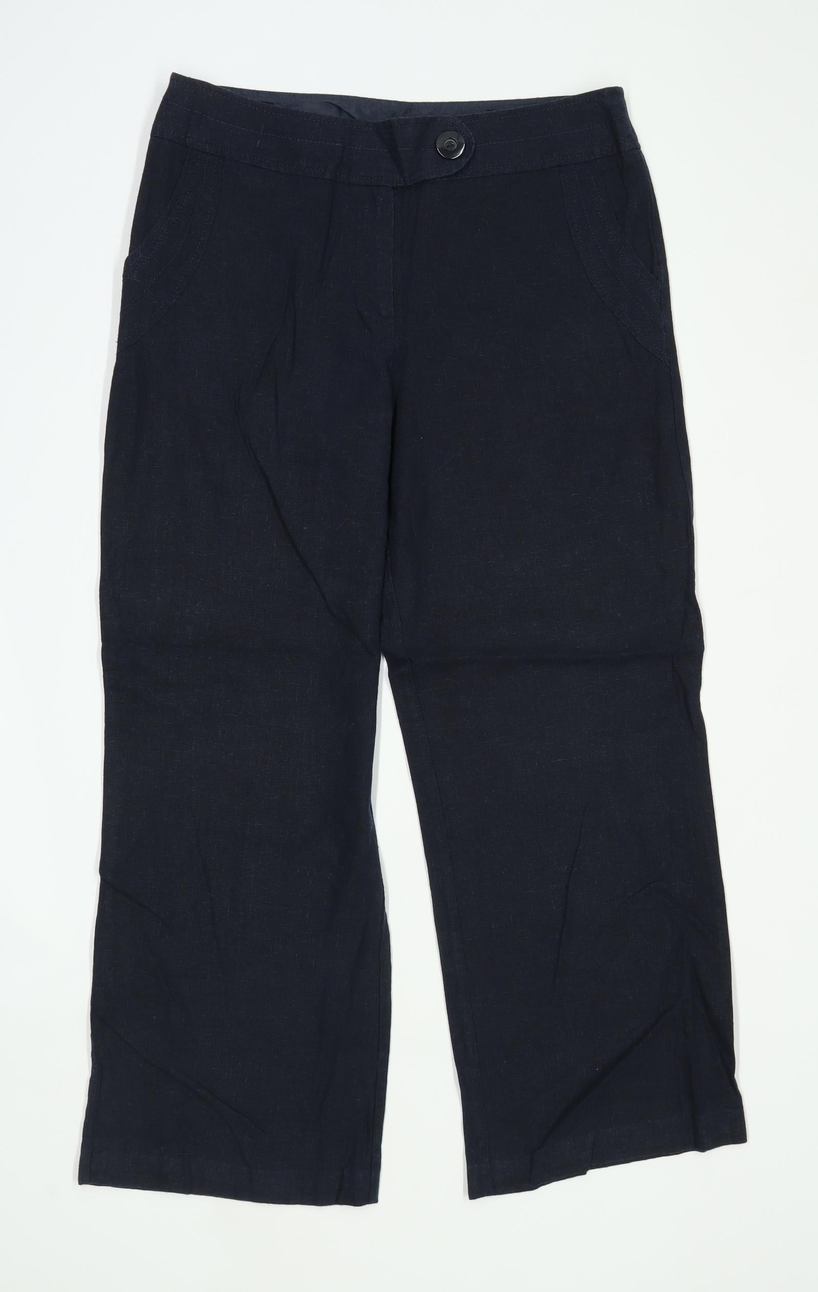 Womens BHS Blue Linen Blend Trousers Size 10/L26 – Preworn