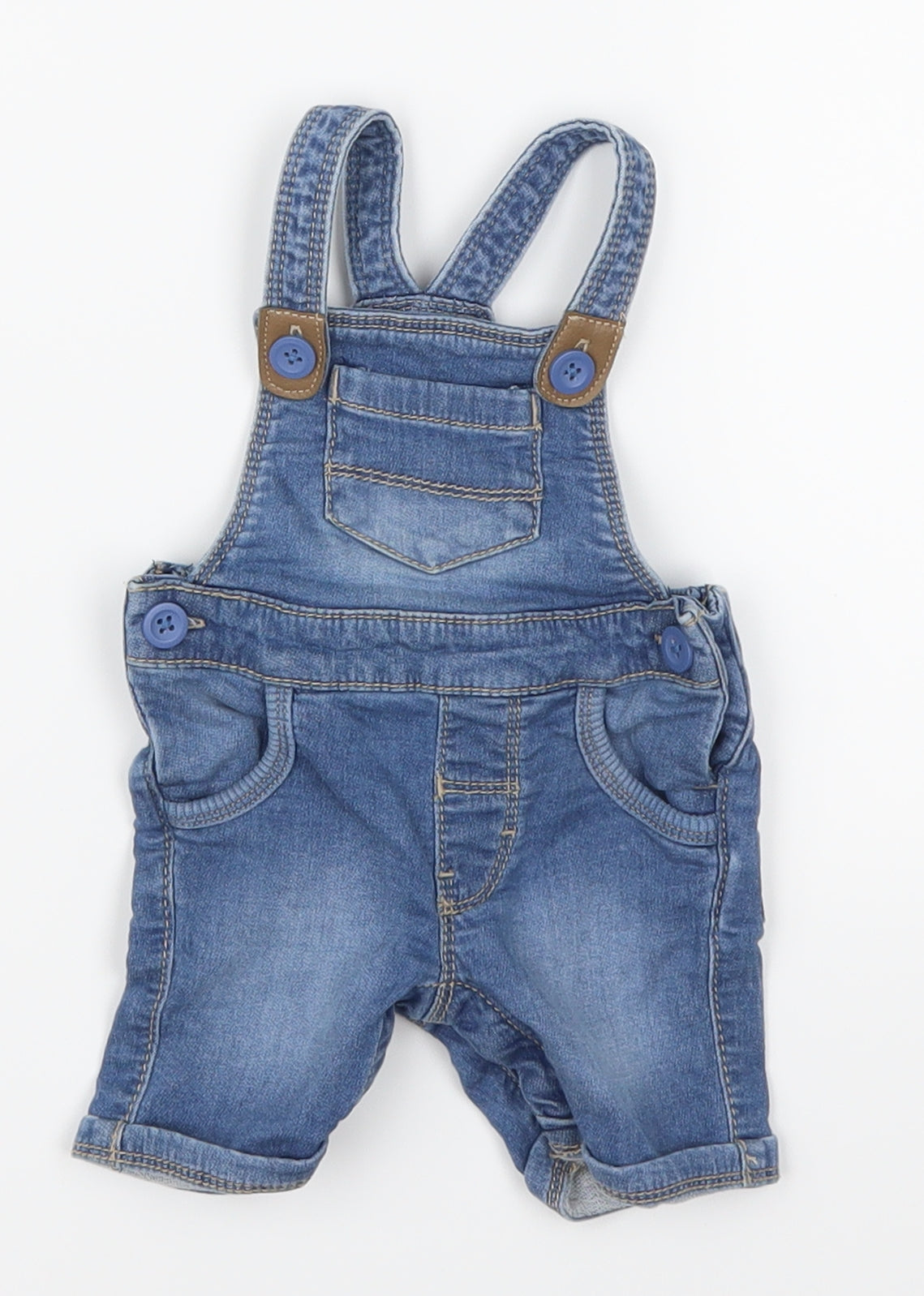 Matalan Baby Blue Denim Dungaree One-Piece Size 0-3 Months – Preworn