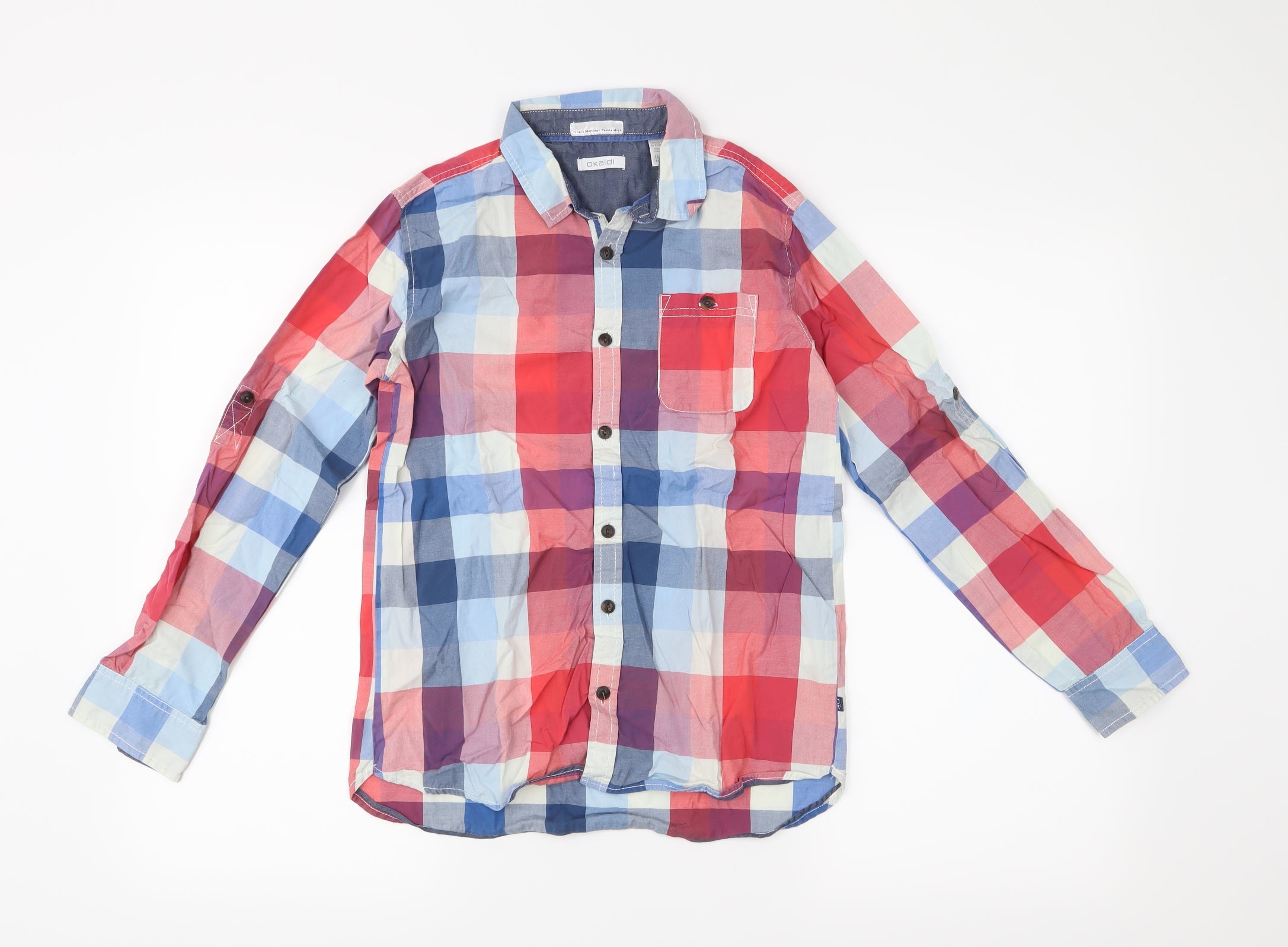 Okaidi Boys Red Check Basic Button-Up Size 12 Years – Preworn