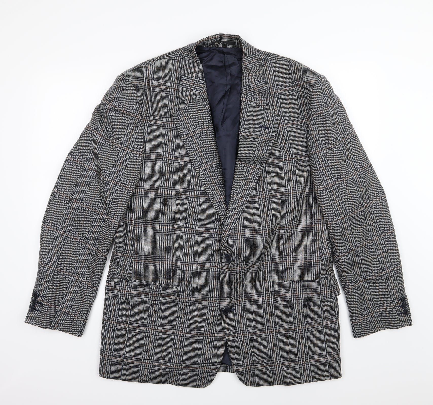 BHS Mens Blue Houndstooth Jacket Suit Jacket Size 42 – Preworn