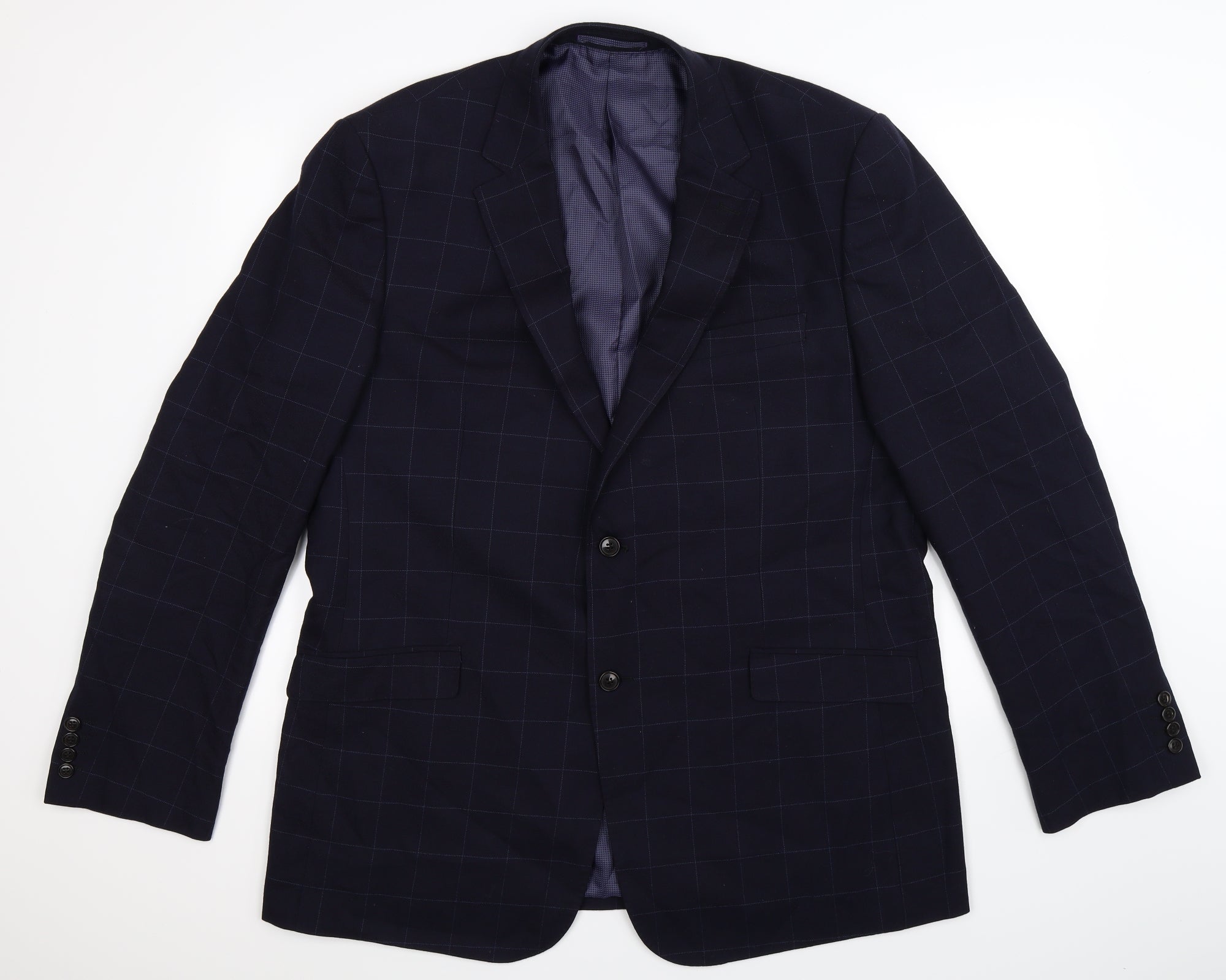 Skopes Mens Blue Check Jacket Suit Jacket Size 46 – Preworn