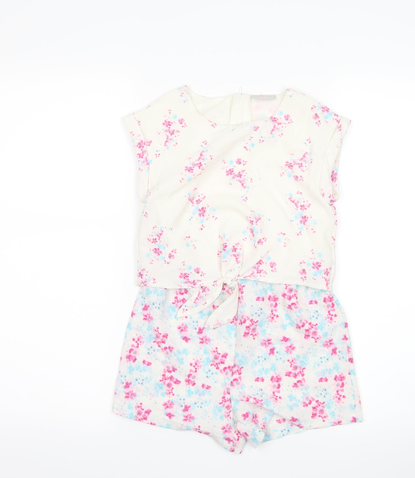 Matalan Girls White Floral Playsuit One-Piece Size 7 Years – Preworn