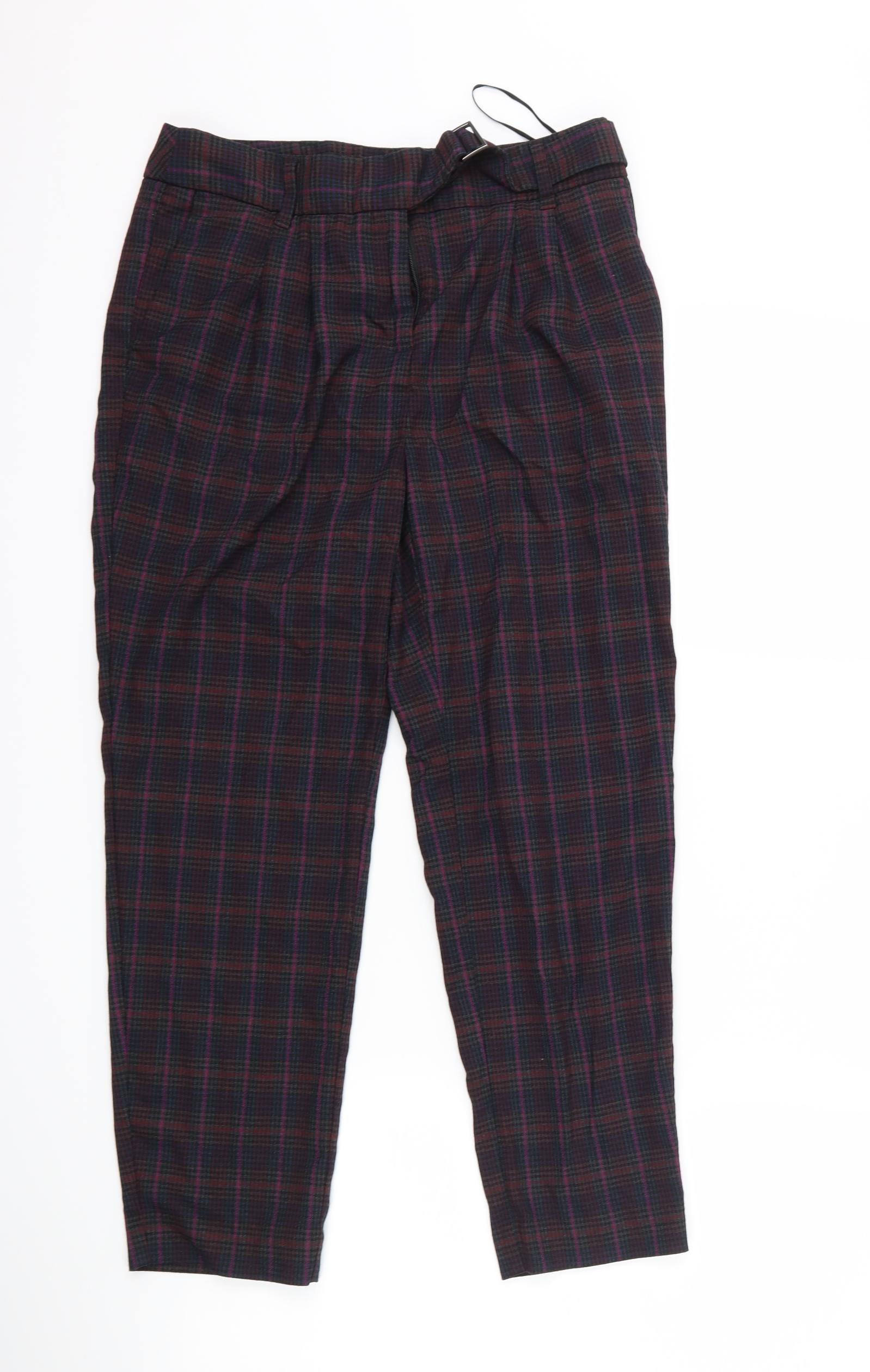 NEXT Womens Purple Check Cropped Trousers Size 6 L23 in – Preworn