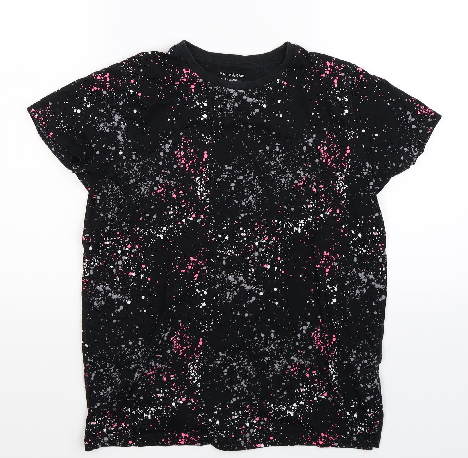Primark Girls Black Spotted Basic T-Shirt Size 11-12 Years – Preworn