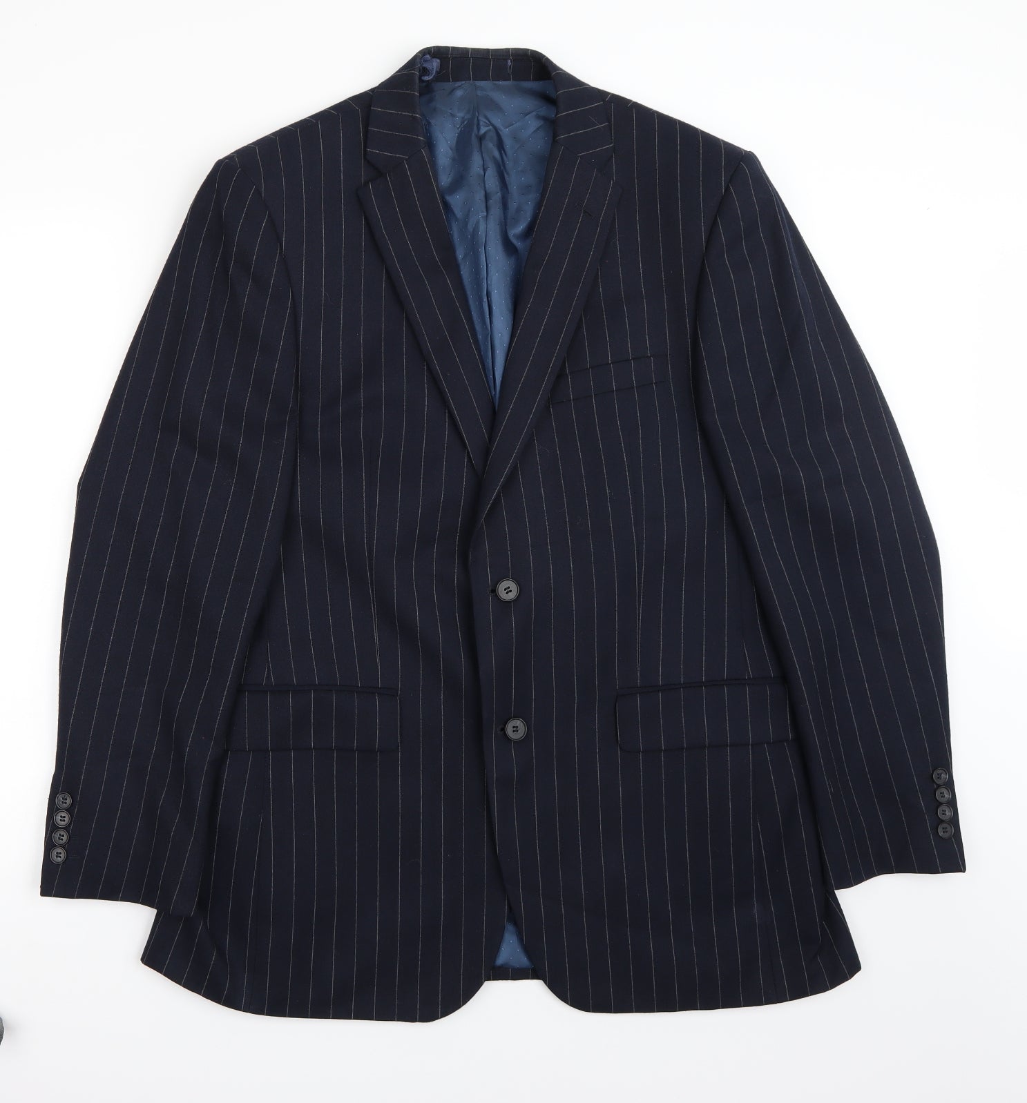 Ashton & gunn Mens Blue Striped Jacket Suit Jacket Size 40 – Preworn